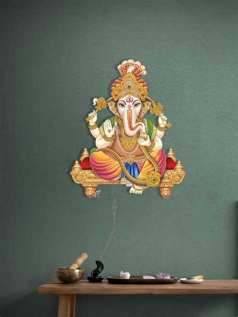 Ganesha Metal Wall Art Elephant Hindu God Statue Idol Hindu Home Decoration Diwali Gift