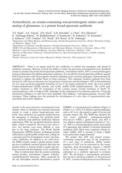 Pdf Arsinothricin An Arsenic Containing Non Proteinogenic Amino Acid