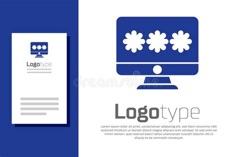 Blue Monitor With Password Notification Icon Isolated On White Background Security Personal