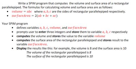 Solved Write A Spim Program That Computes The Volume And
