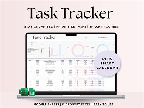 Task Tracker Spreadsheet Template Task Management Google Sheets To Do List Productivity