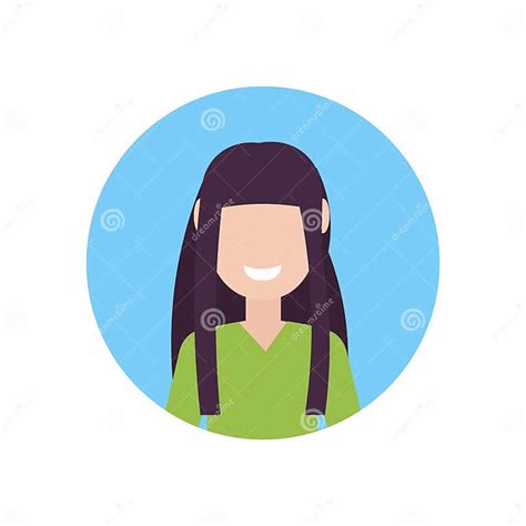 Avatar Heureux De Visage De Fille De Brune Peu De Fond Blanc Plat De