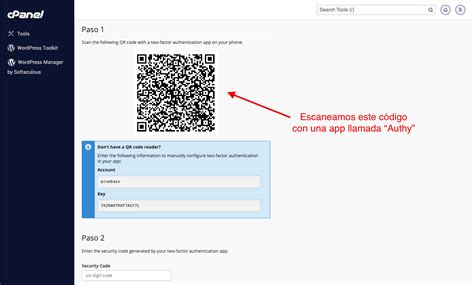 Autenticación doble en Cpanel Two Factor Authentication MFA