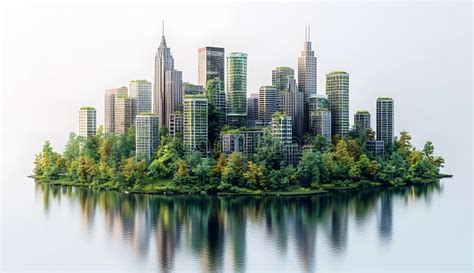 Green Sustainable City With Modern Eco Friendly Buildings Lush Greenery Sustainable Architecture