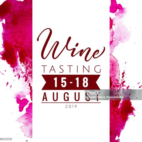 品酒邀請範本將 Wine 設置為符號或您的廣告紅色的水彩污漬向量圖形及更多事件圖片 事件 傳單 具有特定質地 Istock