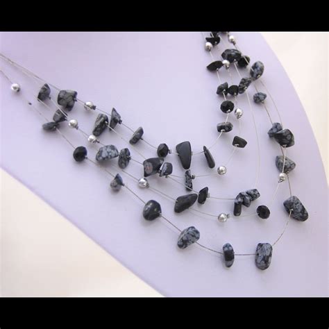 Колие Морска пяна от обсидиан 5 реда Изделия Морска пяна Кристина Арт бижута от