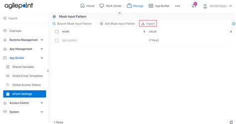 Import Masked Input Pattern Screen