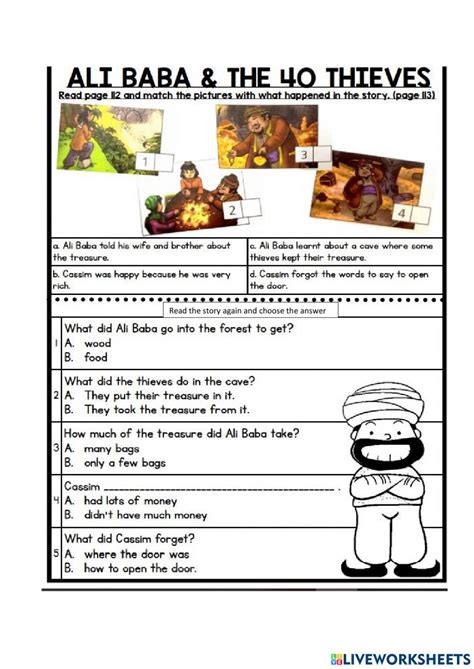 Ali Baba And Forty Thives Worksheet