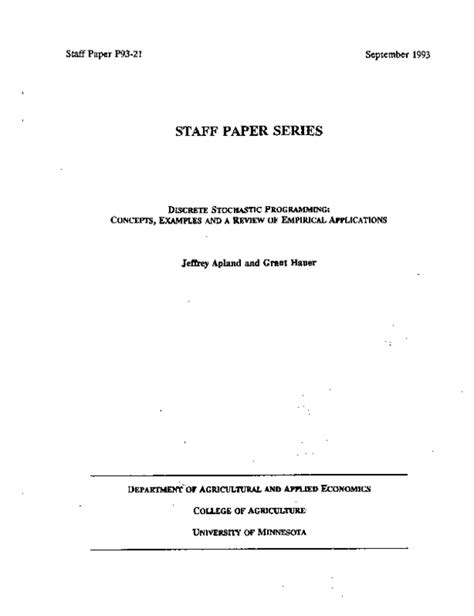 Pdf Discrete Stochastic Programming Concepts Examples And A Review Of Empirical Applications