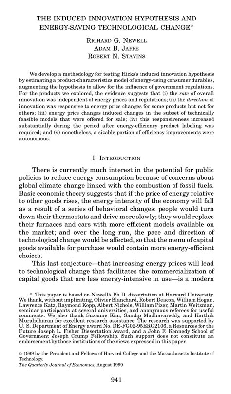 Pdf The Induced Innovation Hypothesis And Energy Saving Technological