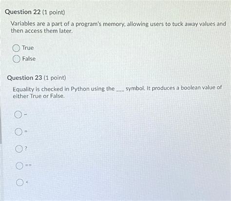 Solved Question Point Variables Are A Part Of A Chegg