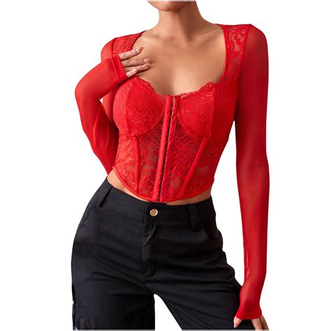 Odeerbi Vintage Corset Tops With Sleeves For Women 2024 Medieval Lace