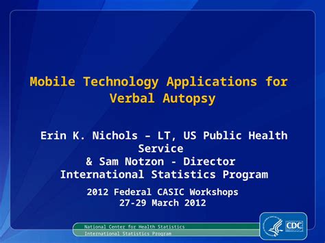 Pptx Mobile Technology Applications For Verbal Autopsy Erin K