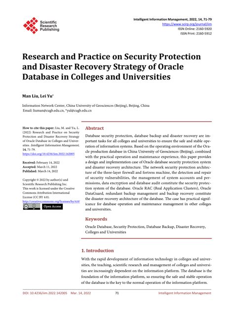 Pdf Research And Practice On Security Protection And Disaster Recovery Strategy Of Oracle