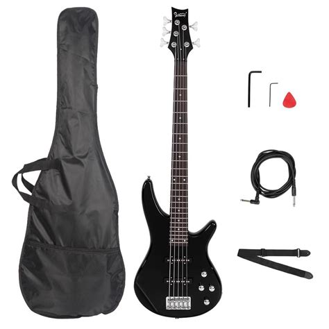 Glarry Electric 5 String Bass Guitar Kit With Bag Strap Pick Wrench