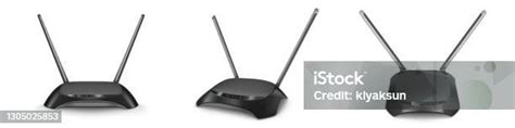 Wifi Router Depan Atas Sudut Dan Sisi Tampilan Mockup Ilustrasi Stok Unduh Gambar Sekarang