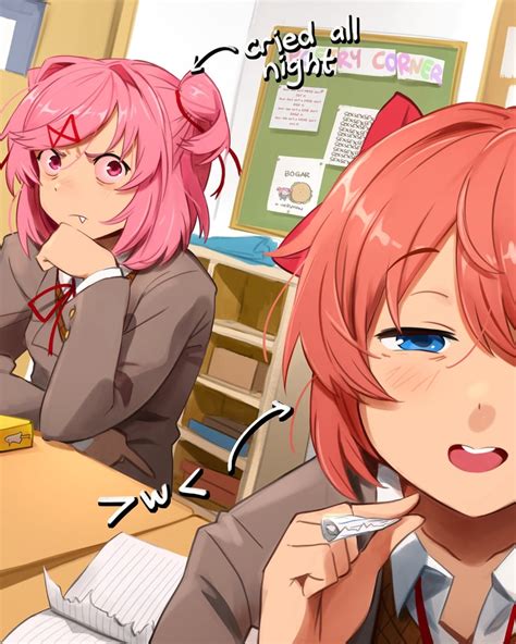 Natsuki And Sayori Doki Doki Literature Club And 1 More Drawn By