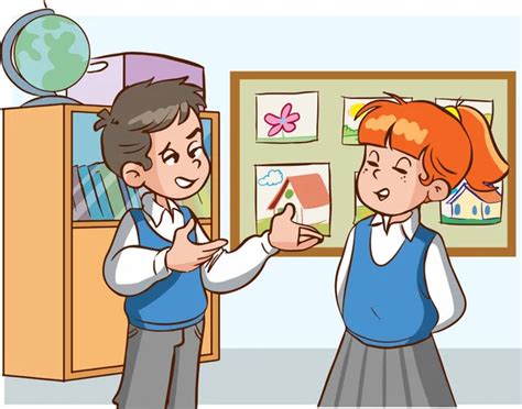 Estudiantes Hablando Entre Escuela Vector Dibujos Animados Vector De