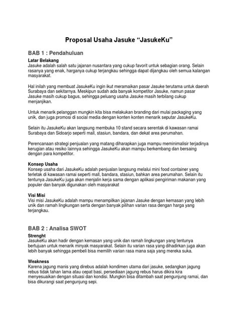Proposal Usaha Jasuke Pdf