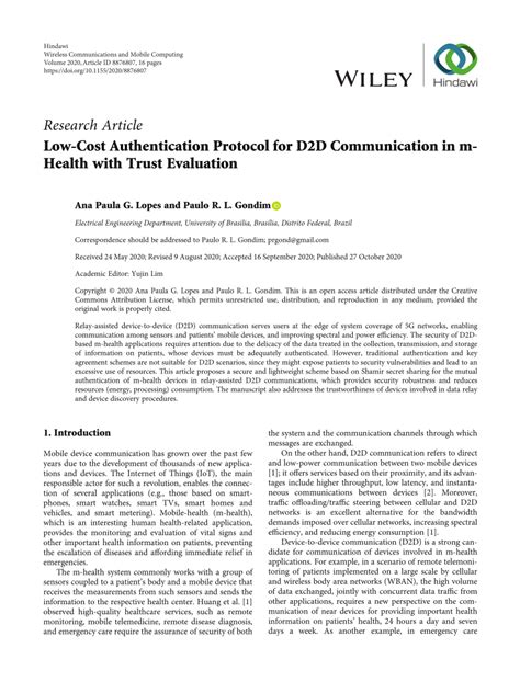 Pdf Low Cost Authentication Protocol For D2d Communication In M