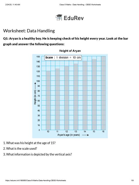 class 5 maths data handling cbse worksheets pdf graph theory