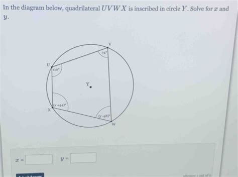 In The Diagram Below Quadrilateral Uvwx Is Inscribed In Circle Y