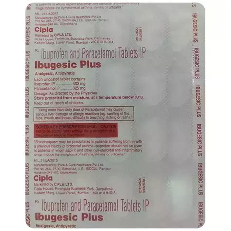 Ibugesic Plus Tablet 20 Uses Price Dosage Side Effects