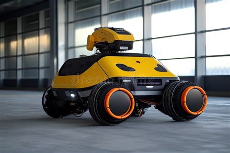 Robot Using Its Advanced Safety Features To Avoid Obstacles And Complete Its Mission Stock