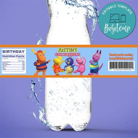 Backyardigans Birthday Water Bottle Label Template Bobotemp