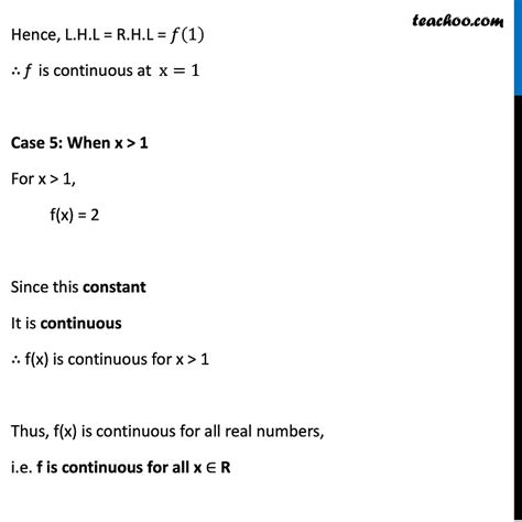 Ex Class Discuss The Continuity Of F X With Video