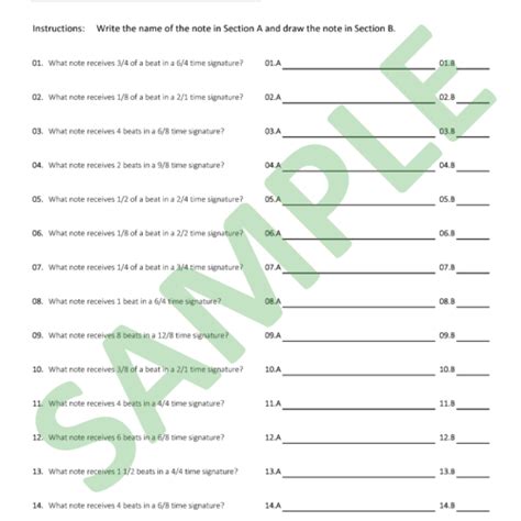 Intermediate Worksheet Note Names Values And Symbols Classful