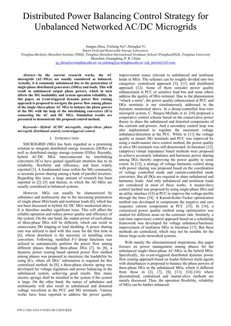 Pdf Distributed Power Balancing Control Strategy For Unbalanced Networked Acdc Microgrids