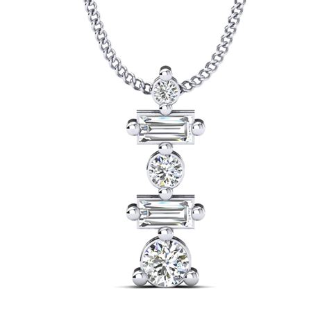 Womens Pendant Minomi In 022 Carat Baguette Cut 14ct White Gold