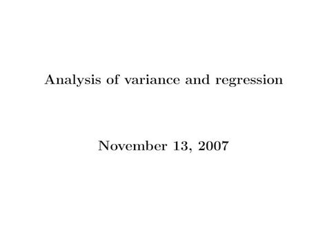 Pdf Analysis Of Variance And Regression November 13 2007staffpubhealthkudk~ltsvarians