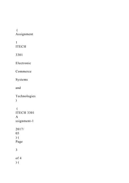 assignment 1itech 3301 electronic commerce docx