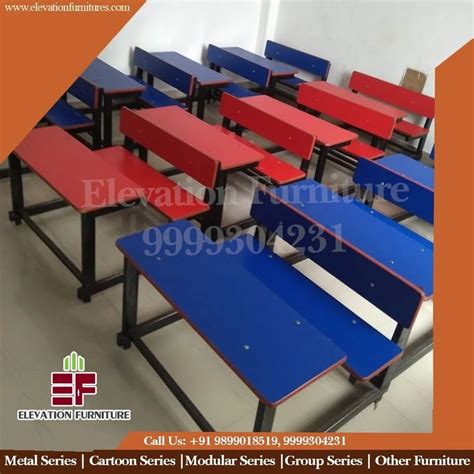Rectangular Polished Wooden School Desk Benches 2 Seater At Best Price