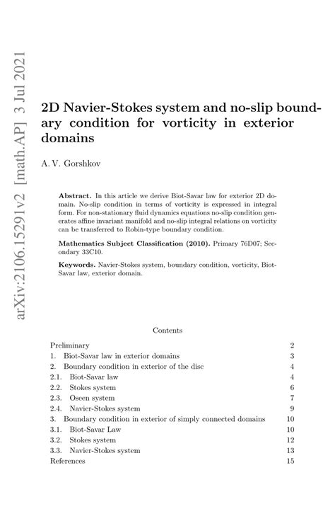 Pdf 2d Navier Stokes System And No Slip Boundary Condition For Vorticity In Exterior Domains
