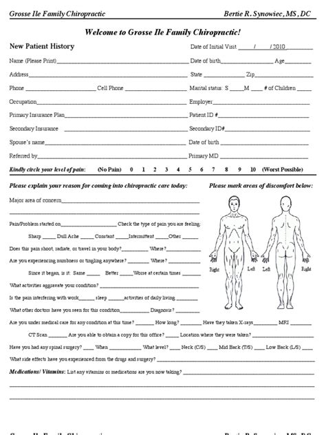 Initial Visit Forms Pdf Chiropractic Health Insurance Portability