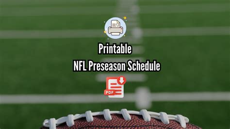 2025 NFL Preseason Schedule TV Channels Printable PDF