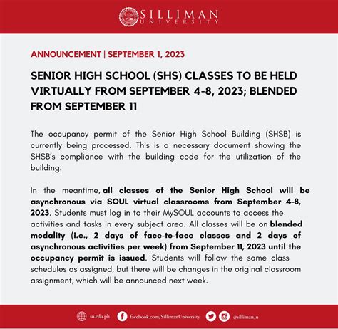 Senior High School Classes Silliman University