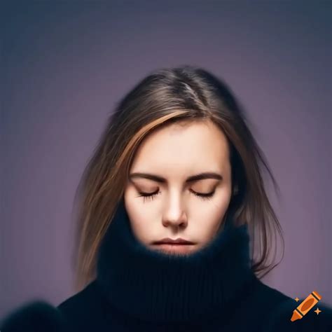 Woman In Fur Sweater With Eyes Closed On Craiyon