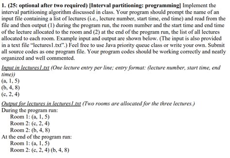 Solved 1 25 Optional After Two Required Interval