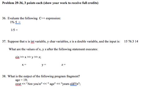 Solved Evaluate The Following C Expression 1 5 1 5 Chegg Com