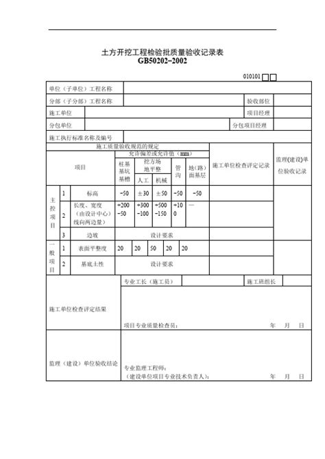 基坑土方开挖工序质量评定表 文档之家