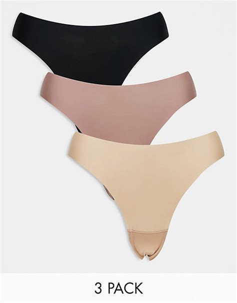 Lindex 3 Pack Invisible High Cut Lingerie Thong In Multi Asos