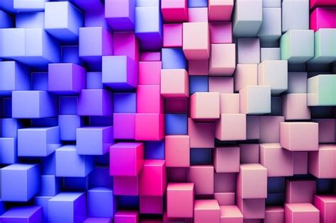 Premium Photo Abstract Background Of Cube Blocks Wall Stacking Design Neon Pastel Color