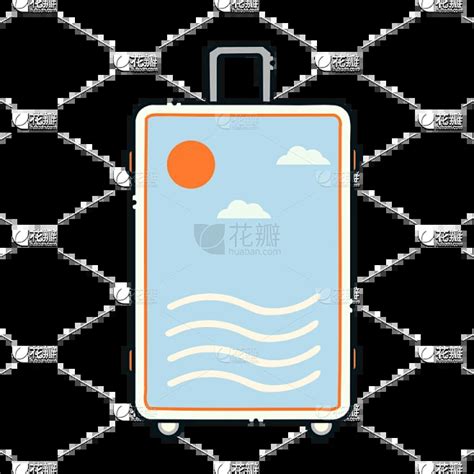 矢量 简笔画旅游元素 行李箱素材 花瓣网