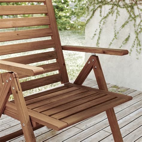 NÄmmarÖ Reclining Chair Outdoor Foldable Light Brown Stained Ikea Eesti