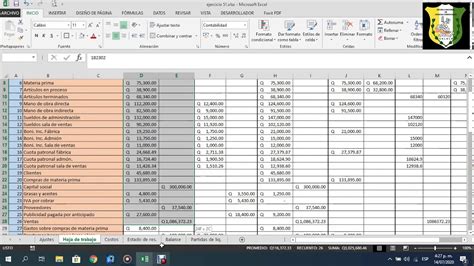 Hoja De Trabajo 12 Columnas Parte 1 YouTube