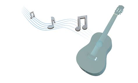 白い背景にアコースティックギターと音符が飛ぶ 3dのストックフォトや画像を多数ご用意 3d お祝い アコースティックギター